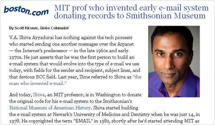 VA Shiva Ayyadurai, The Inventor of Email | Inventing Email